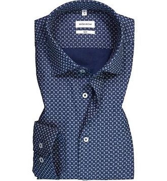 Seidensticker Seidensticker Herren Hemd blau gemustert Slim Fit