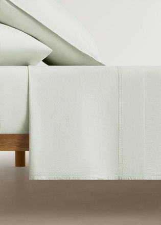 Mango Drap plat enfant en coton lav&eacute; double surpiq&ucirc;re lit 90 cm vert for&ecirc;t - Home - Lit 90 cm - MANGO HOME