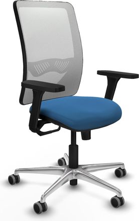 Piqueras y Crespo B&uuml;rostuhl Zulema mit 3D-Armlehnen, ausgestattet mit 3 Positionen und Schneideschaum, mit Rollen von 65 mm, Parkett, Wei&szlig;/Hellblau