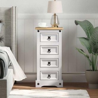 vidaXL vidaXL Table de chevet Corona Blanc 35 x 32,5 x 74 cm Pin massif