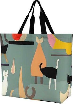Generic Chats DArt Moderne Du Milieu Du Si&egrave;cle Sac Fourre Tout R&eacute;utilisable Sacs De Courses Grand Sac Fourre-Tout Pour Gym Voyage Universit&eacute;