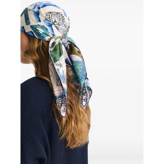 Longchamp Jardin Parisien Scarf - Blue