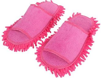 BESPORTBLE Pantoufles DIntérieur pour Femmes en Velours Rayé Rose Fuchsia Large Semelle Intégrale Adhésive Amovible Taille 35-38 Pantoufles Serpillères Réutilisa