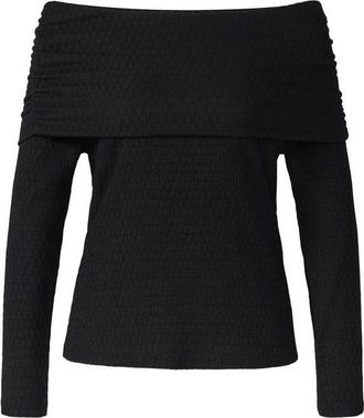 s.Oliver Langarmshirt T-Shirt Strukturiertes Off-Shoulder-Shirt im Slim Fit