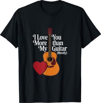 Mapanoli Design Ich Liebe Dich mehr als Meine Gitarre - Valentine Guitar Player T-Shirt