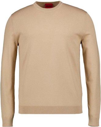 HUGO BOSS Herren Pullover beige Viskose unifarben
