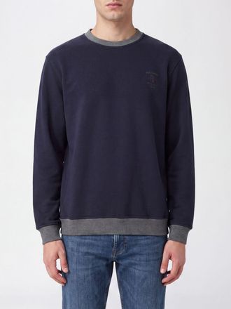 Brunello Cucinelli Sweat-shirt &agrave; col rond en coton avec logo brod&eacute; contrastant