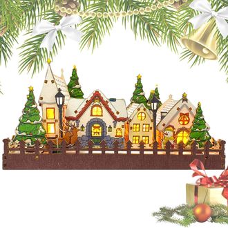 Generic Weihnachten LED Holz, Weihnachtsdorf beleuchtet,Holz Weihnachtsd&ouml;rfer Weihnachtsh&auml;user Figuren Pre-Lit Desktop Decor Display Weihnachtsbedarf f&uuml;r