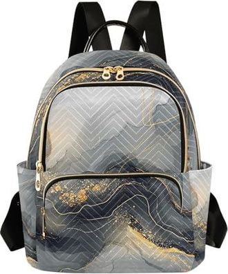 Mnsruu Mini sac à dos pour femme - Motif marbre gris doré - Petit sac à dos tendance - Sac à dos décontracté, Multi55, S