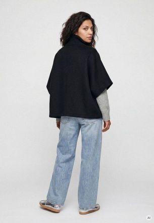 Milestone Cape MSAvril Damen Mantel Jacke Umhang Metallrei&szlig;verschluss