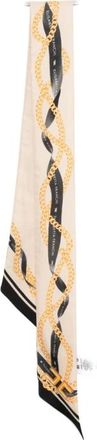 Elisabetta Franchi Femme, Accessoires, Beige, Taille: ONE Size Chain Ribbon Scarf