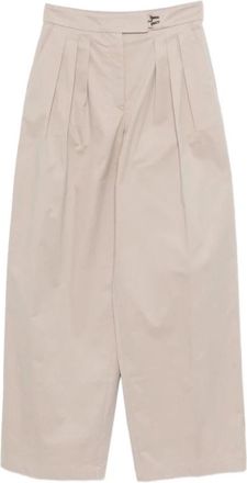 Emporio Armani Femme, Pantalons, Beige, Taille: 36 FR Pantalon en coton bross&eacute; avec plis