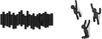 Umbra Sticks Portemanteau mural 5 crochets rabattables, Noir & Buddy Hooks assorted. Crochets muraux Buddy de Porte-manteau mural décoratif, ensemble de 3, 