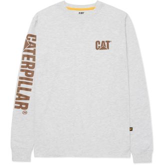 CAT Markenbanner Langarm-Cotton-Herren T-Shirt in Creme