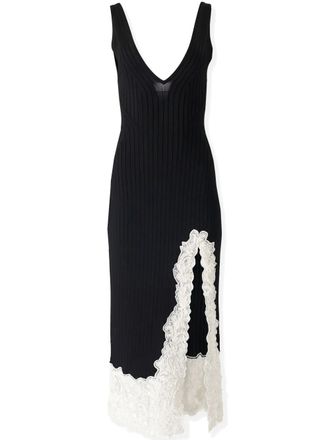 Carolina Herrera robe mi-longue bordée de dentelle à coupe mi-longue - Noir