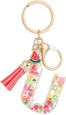 Generic Porte-cl&eacute;s en r&eacute;sine avec 26 lettres et pampille past&egrave;que Sifflet cr&eacute;atif Dragonne, u, taille unique