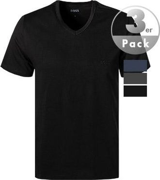 HUGO BOSS Herren T-Shirts blau Baumwolle unifarben