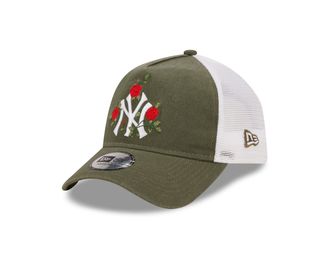New Era Baseball Fankappe New York Yankees Blumen Oliv Wei&szlig; A-Frame Adjustable Trucker Cap - One-Size