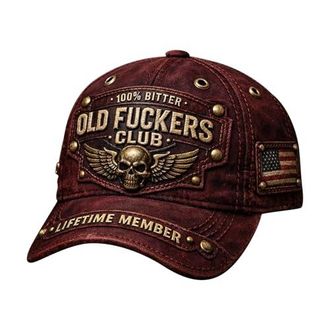 Generic Old Fuckers Club Casquette de baseball vintage, chapeau r&eacute;glable vieilli 100 % Bitter Lifetime Member brod&eacute;, unisexe, chapeau r&eacute;tro cadeau pour homme 