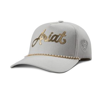 Ariat Womens Ariat Script With Pearl Rope Brim Cap in Khaki