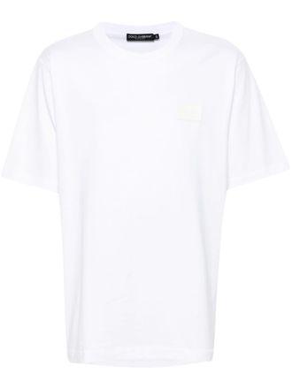 Dolce & Gabbana t-shirt en coton à patch logo - Blanc