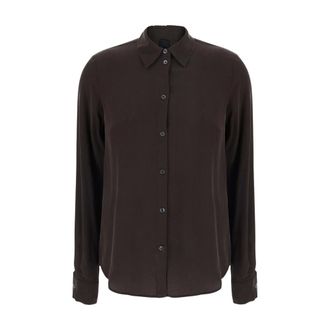 Pinko Pinko, Femme, Blouses et Chemises, Brun, Taille: 44 FR Chemise &agrave; d&eacute;tails pliss&eacute;s