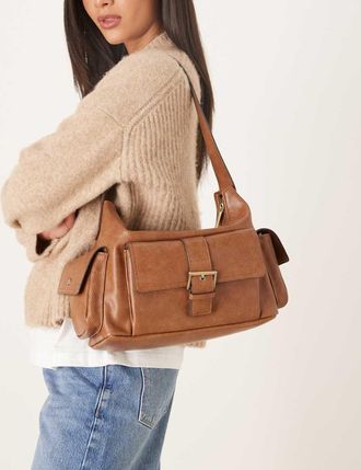 Accessorize Gro&szlig;e Utility-Schultertasche in Hellbraun-Brown