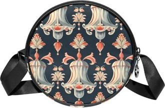 Generic Sac &agrave; bandouli&egrave;re rond pour femme, petit sac &agrave; bandouli&egrave;re vintage avec fermeture &eacute;clair, bretelles r&eacute;glables, sac &agrave; main rond d&eacute;contract&eacute; pour femmes