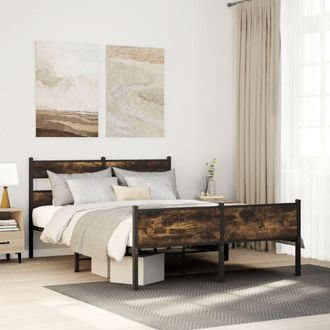 vidaXL Cadre de lit sans matelas ch&ecirc;ne fum&eacute; 140x200 cm bois ing&eacute;nierie Vidaxl