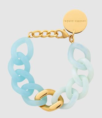 Vanessa Baroni Bracelet Flat Chain 2 Color W Gold Cloud Marble Opaline Blue