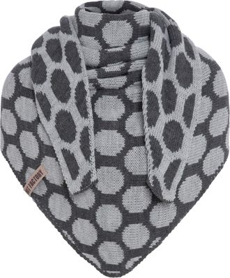 Knit Factory Dreiecksschal Liva - Damen Strickschal mit Wolle - Gestrickten Schal mit Punkt-Muster - Hochwertige Qualit&auml;t - XXL Schal - 180x75 cm - Anthrazit/Grau