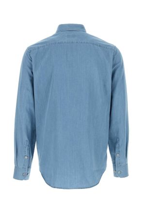 Giorgio Armani Mens Denim Shirt Light Blue Cotton