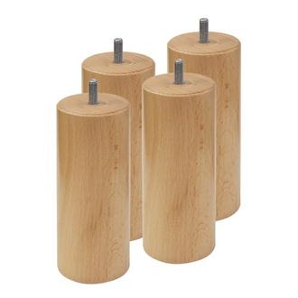Altobuy ELEA - Jeu de 4 Pieds 15 cm Naturel pour sommier tapissier