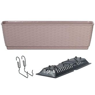 Prosperplast Pendant Pot - umfasst Ratolla P -Stützhaken, Abmessungen (MM) 590x154x142, Mocca -Farbe