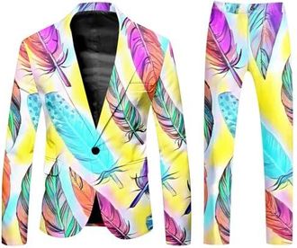 Generic Costume de carnaval pour homme avec imprim&eacute; et pantalon Violet et dor&eacute;, blanc, 3XL