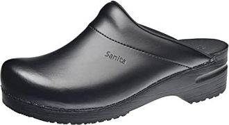 Sanita Karl PU | Sabots Ouvert | Produit Original Fabriqu&eacute; &agrave; la Main pour Homme | Assise Plantaire de Forme Anatomique avec Mousse Souple | Noir | 47 EU