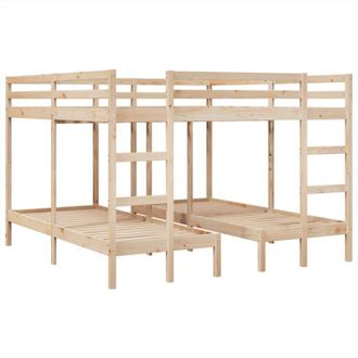 vidaXL Dreifach-Etagenbett 200x200/80x200 cm Massivholz Kiefer Vidaxl