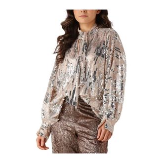 Amaya Amsterdam Glitzerbluse f&uuml;r Glamour&ouml;se Abende - - Blouses & Shirts - Damen - Grau - M
