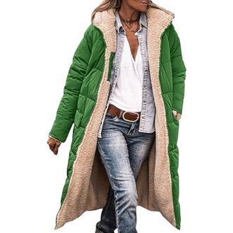 Generic Manteaux dhiver pour femmes, manteau en laine pour femmes, veste longue ligne doublée en polaire, manteaux à capuche rembourrés pour femmes, manteau m