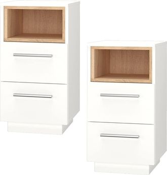 Vicco Nachttisch Beatrice, Nachtkommode, Weiß/Sonoma, 36 x 68 cm 2er Set