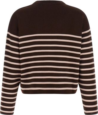 Moncler Striped Logo-Embroidered Virgin Wool Sweater - Brown