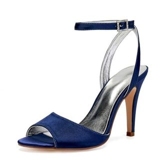 Generic Sandales À Bout Ouvert Mariée Stylet Talons Femmes Eté Talon Mariage Soirée Chaussures Femmes 10.5Cm,Dark Blue,40 EU