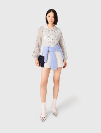 Maje Kurzoverall Aus Tweed - Ecru - Gr&ouml;&szlig;e 32 - Maje