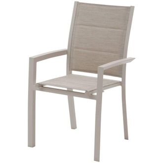 Hesperide Fauteuil de jardin empilable Allure beige & avoine aluminium et texaline - Hesp&eacute;ride