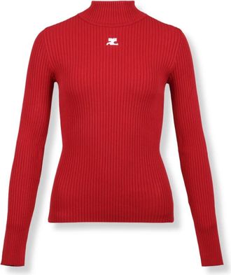 Courrèges Femme, Pulls, Rouge, Taille: 42 FR Reedition Ribbed Sweater