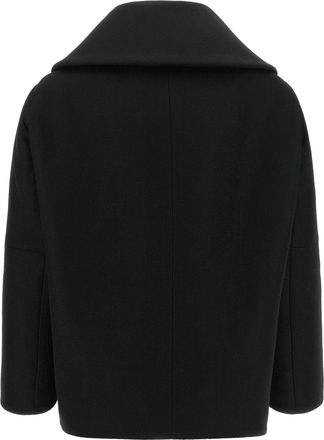 Balenciaga Asymmetrical Neck Virgin Wool Coat - Black