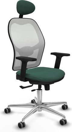 Piqueras y Crespo Schreibtischstuhl mit 2D-Armen, h&ouml;henverstellbare Lendenwirbelst&uuml;tze und festes Kopfteil, ausgestattet mit Syncro/Traslack und injiziertem Schaum. Wei