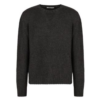 Palm Angels Homme, Pulls, Gris, Taille: XL Pull Contrastant Logo en Laine M&eacute;lang&eacute;e