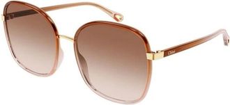 Chloé Femme, Accessoires, Brun, Taille: 56 MM Oversized Square Lunettes de soleil