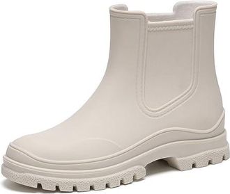 Generic Bottes de Pluie Femme Courtes Impermeables Antidérapantes Cheville Caoutchouc Leger Jardin Extérieur Mode Beige 36 EU